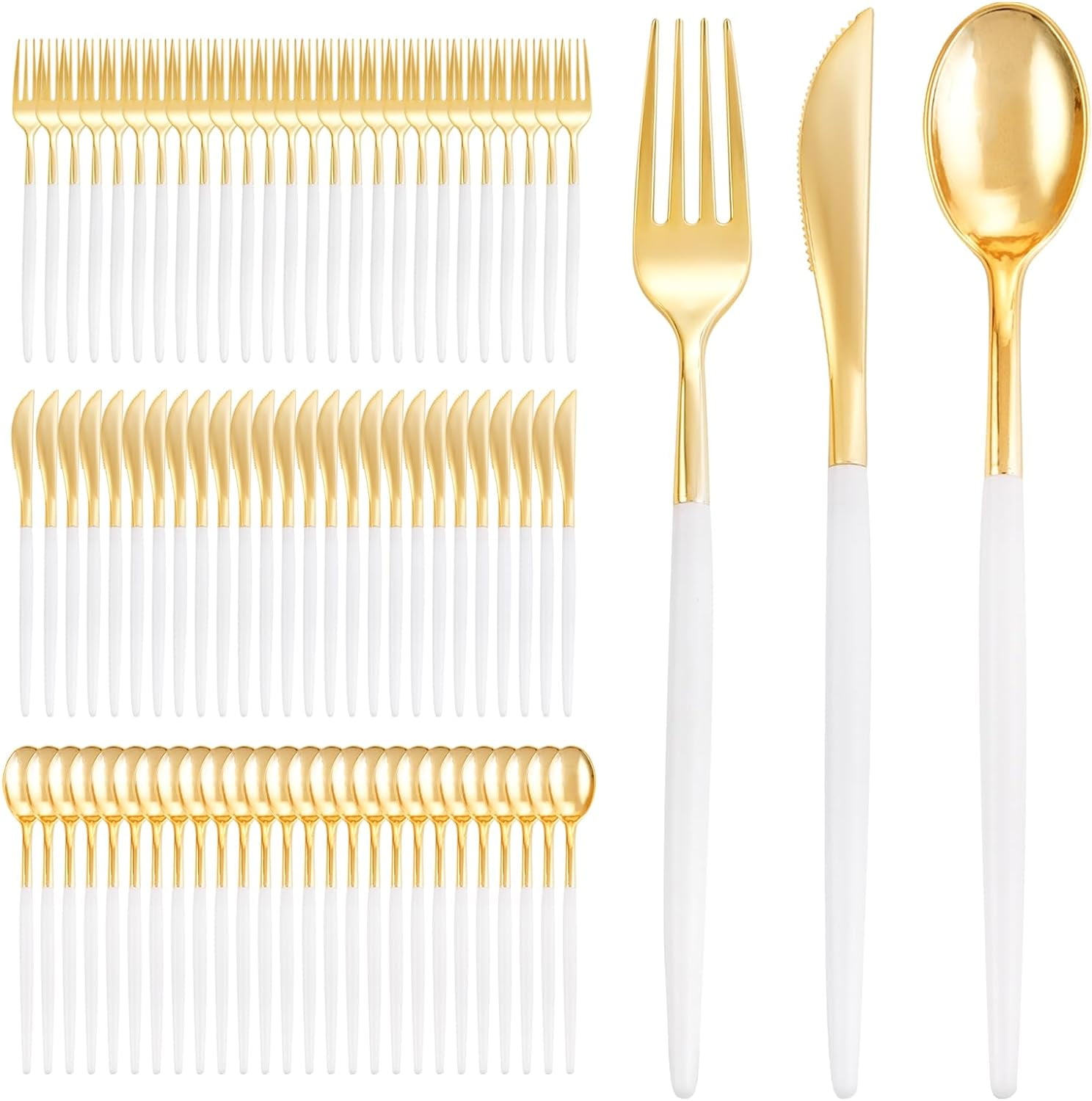 300 Pcs Gold Plastic Silverware - Gold Disposable Silverware - Premium ...