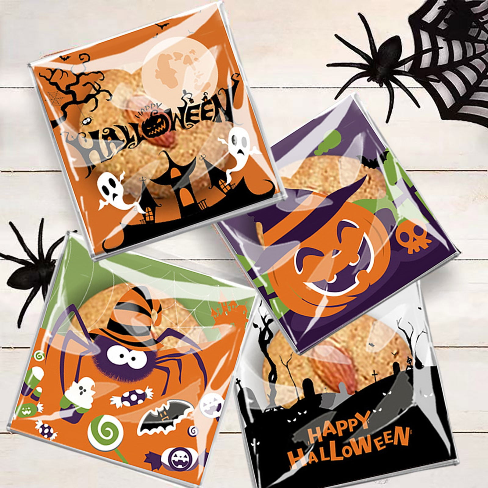 300 Pcs Halloween Treat Bags for Candy or Cookies,Self Adhesive Small ...