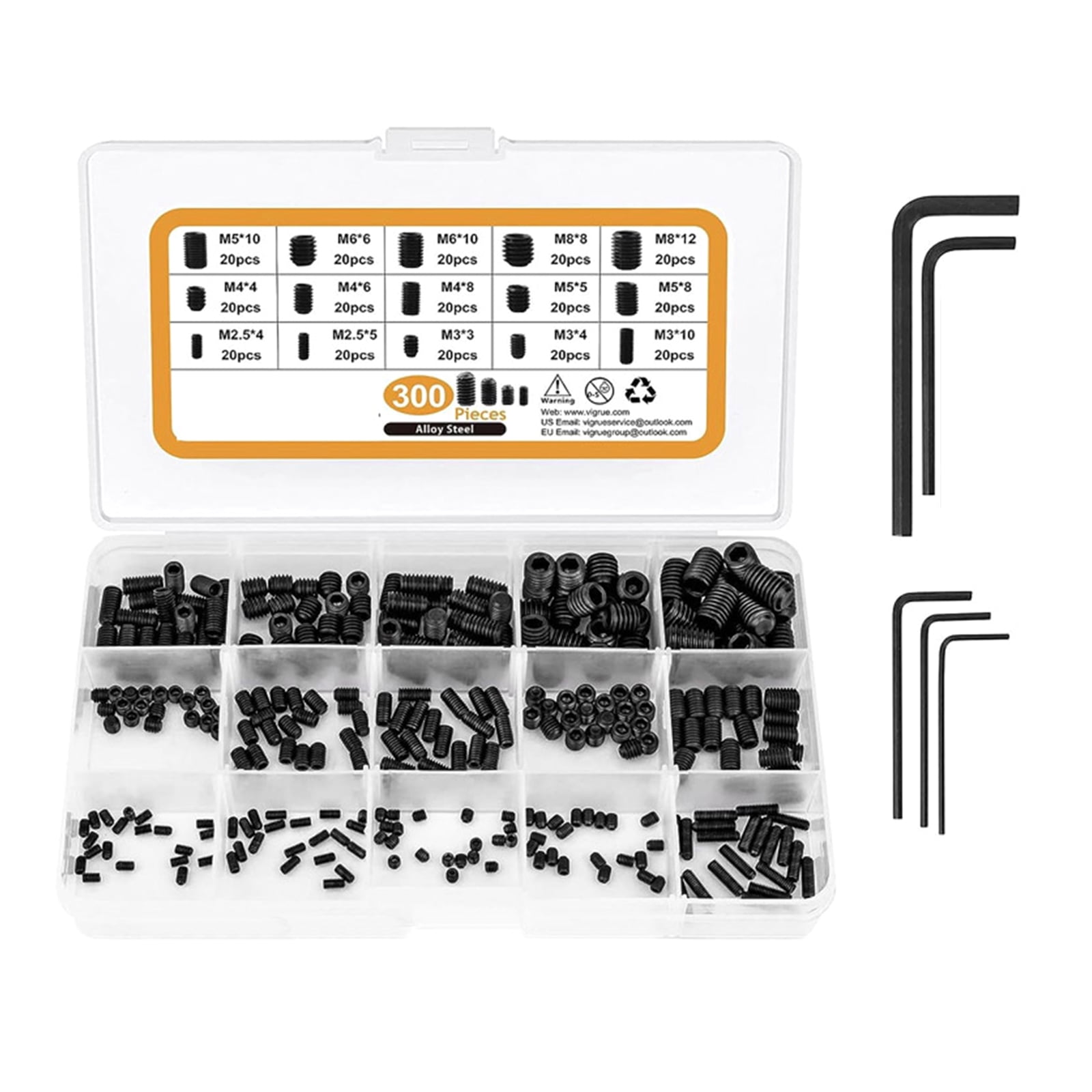 300 Pcs Hexagon Socket Head Screws Stainless Steel Allen Head Screws ...