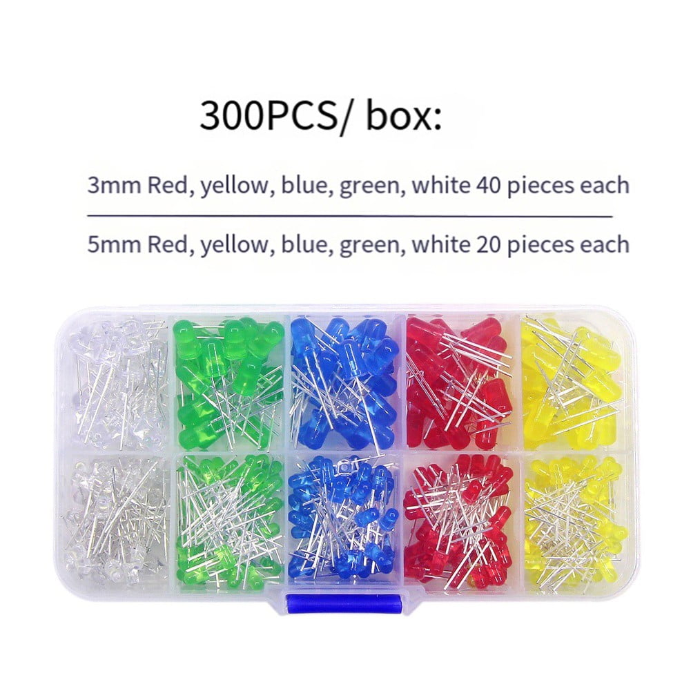 300 Pcs LED Diode Set with 5 Different Colors Suitable for Various DIY ...