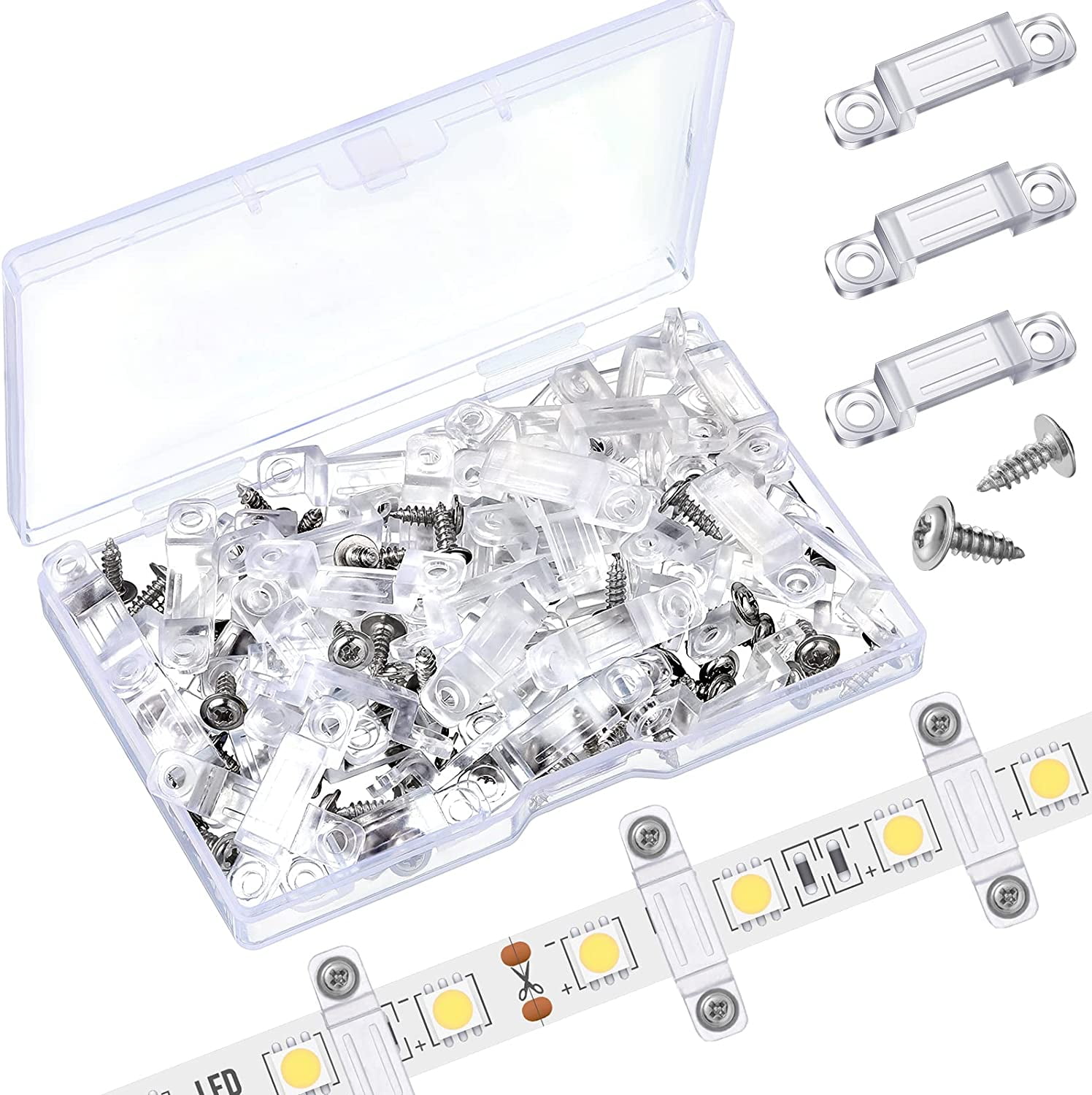 300 Pcs LED Light Strip Clips Clear Strip Light Mounting Brackets LED ...