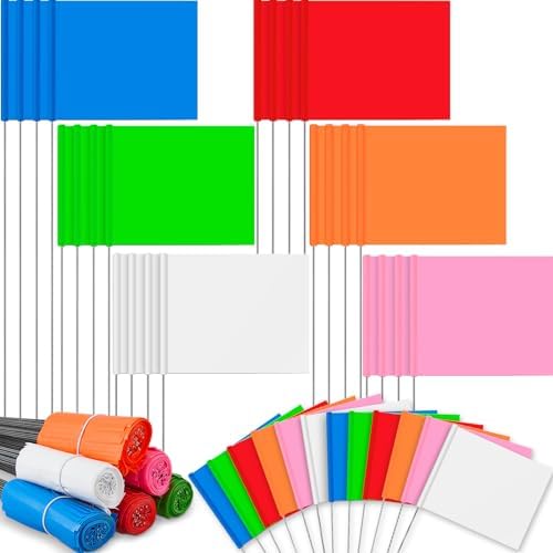 300 Pcs Marking Flags 15 x 4 x 5 Inch Marker Flags for Lawn Yard Survey ...