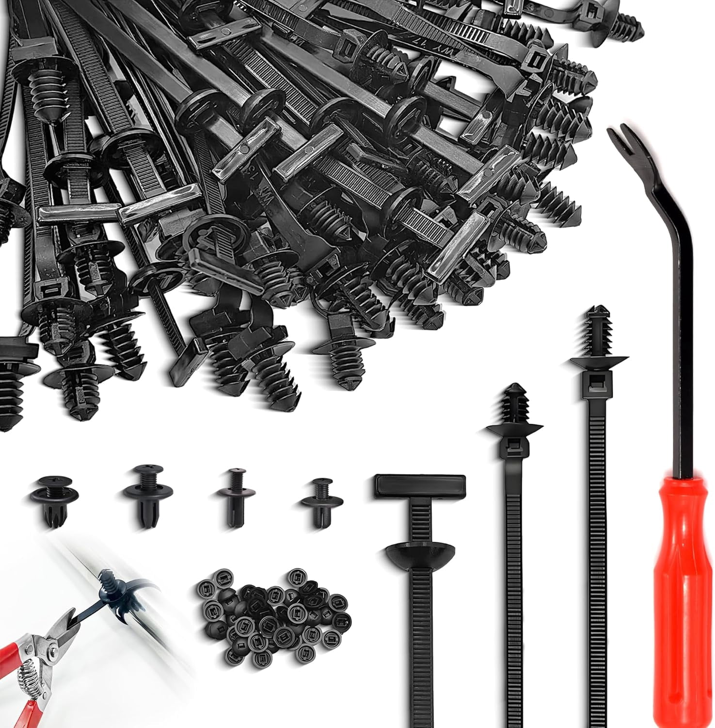 300 Pcs Nylon Universal Cable Tie Buckle, Car Strap Style Zip Ties ...