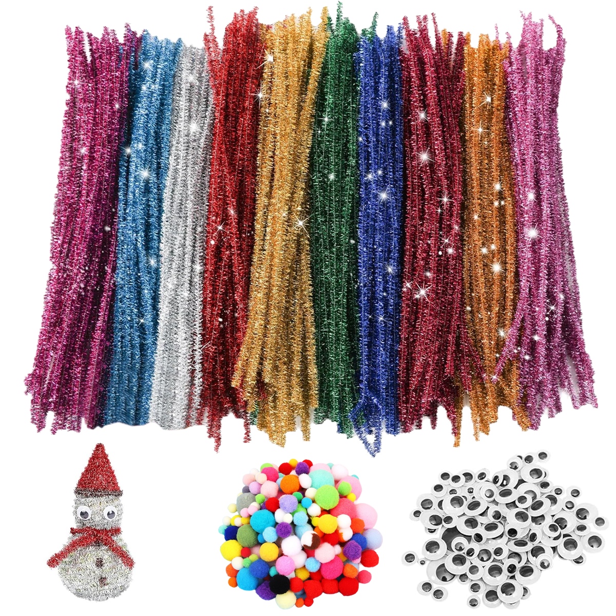 300 Pcs Pipe Cleaners Colourful, 10 Colours Pipe Cleaner Bending Plush ...