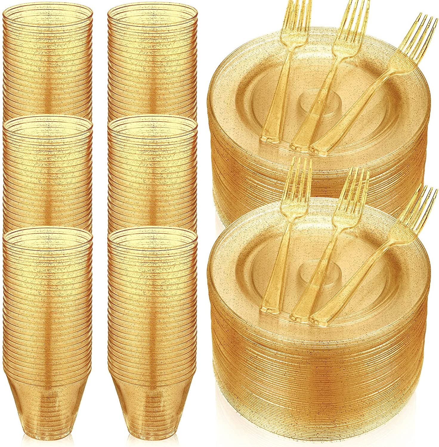 300 Pcs Plastic Dinnerware Set Disposable for Wedding Party, 100 ...