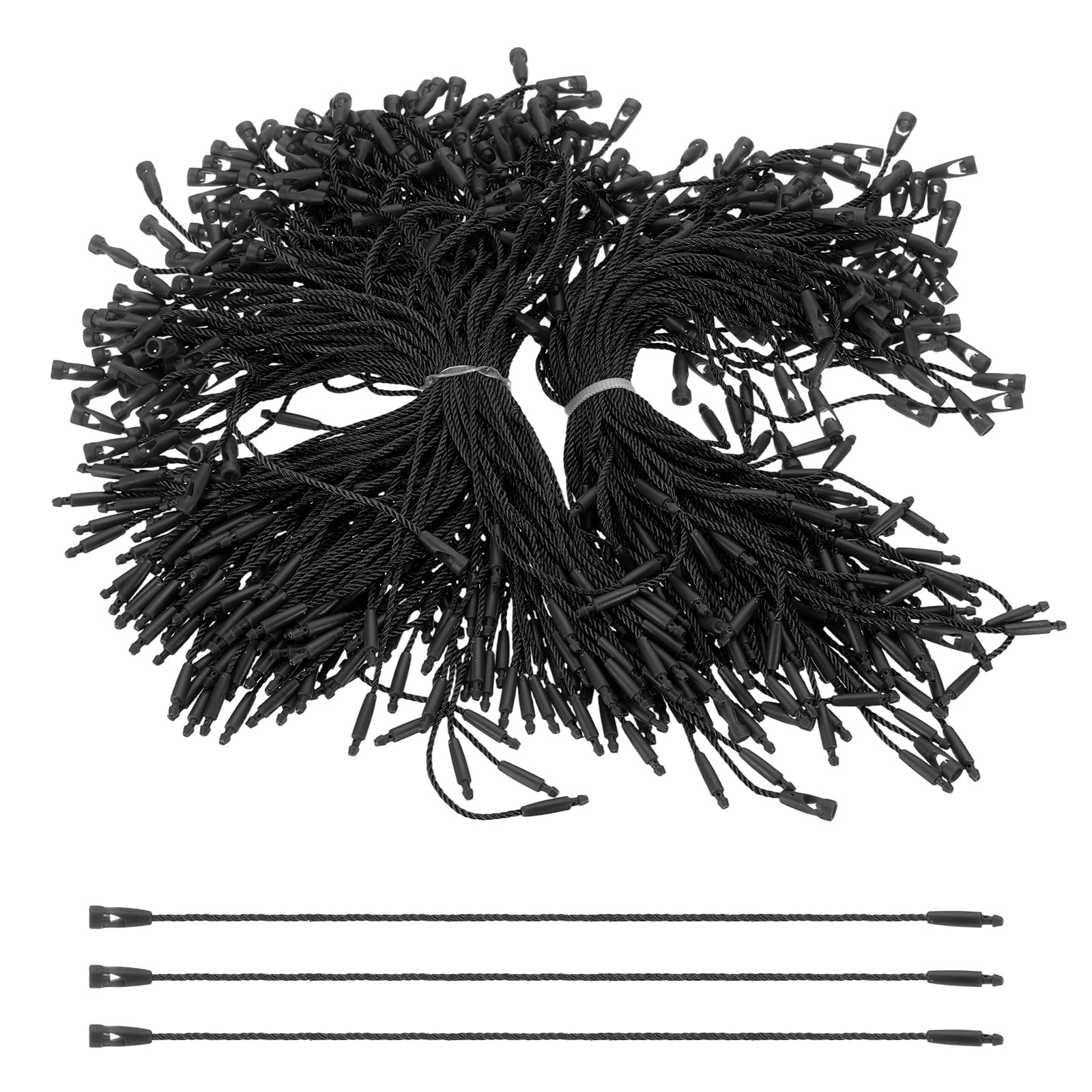 300 Pcs Polyester Hang Tag String, 6 Inch Black Snap Lock Pins Loop ...