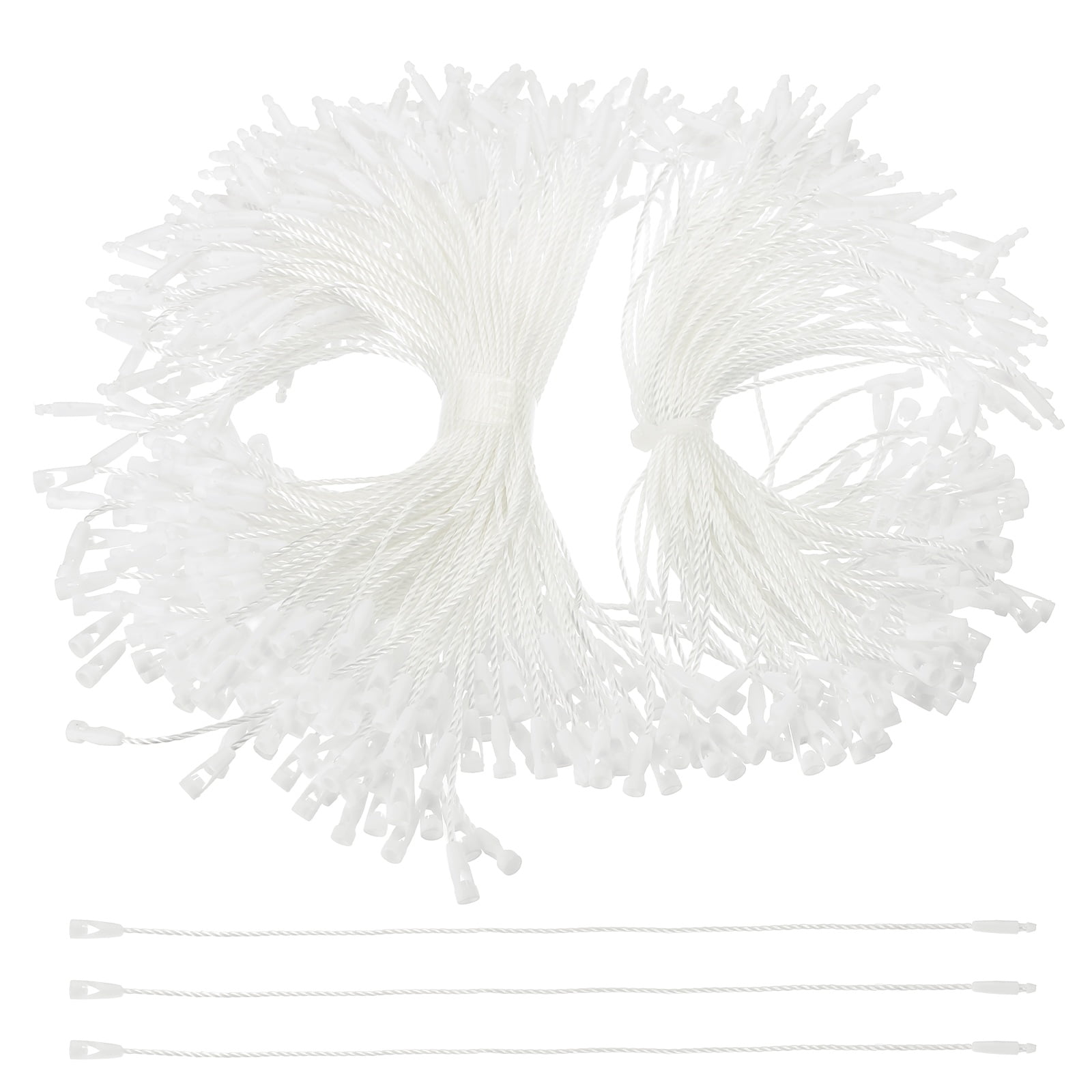 300 Pcs Polyester Hang Tag String, 6 Inch White Snap Lock Pins Loop ...