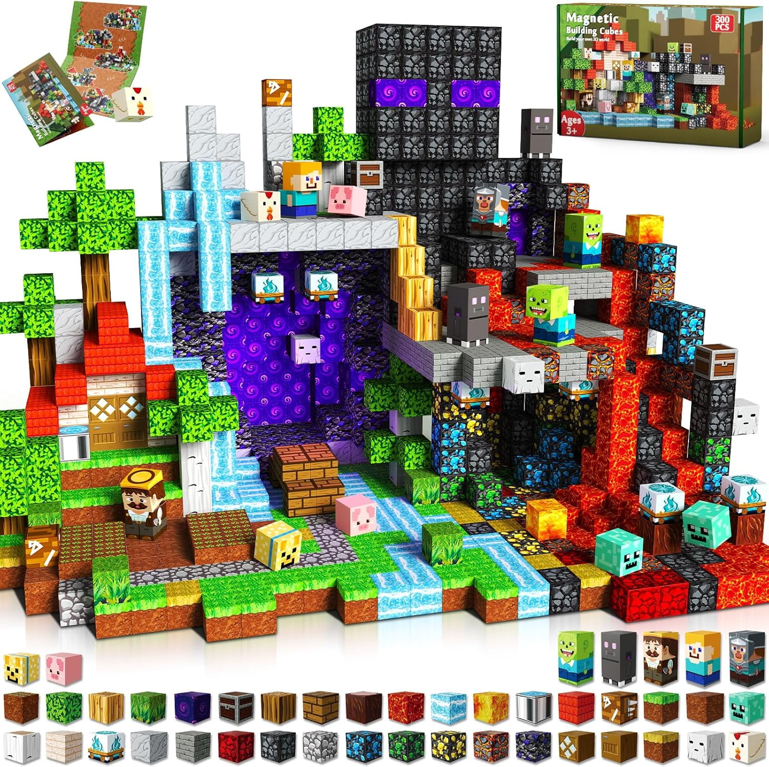 300 Pcs Premium Magnetic Stacking Blocks Set, STEM Montessori Sensory ...