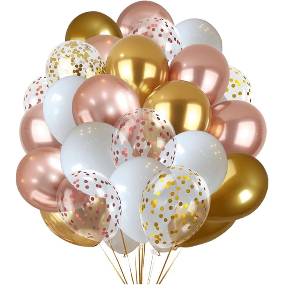 300 Pcs Rose Gold Confetti Balloons Set Lncludes 12 inch White and ...