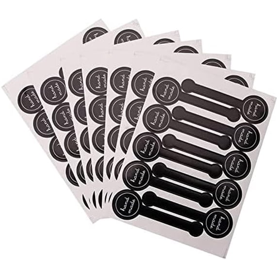 300 Pcs Self-Adhesive Label Stickers, Handmade Black Strip Seal ...