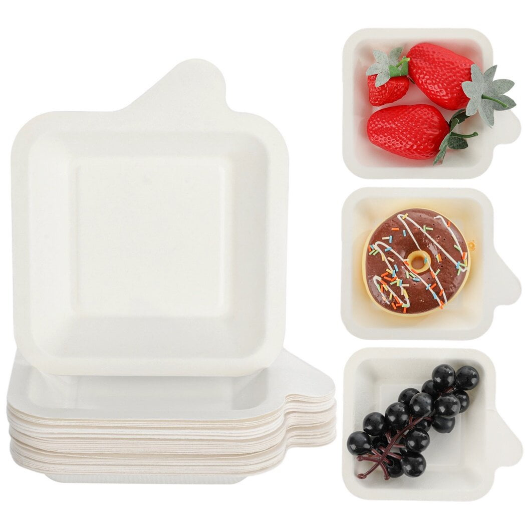Bottlepic 300 Pcs Small Paper Plates, 4.5" White Square Disposable ...