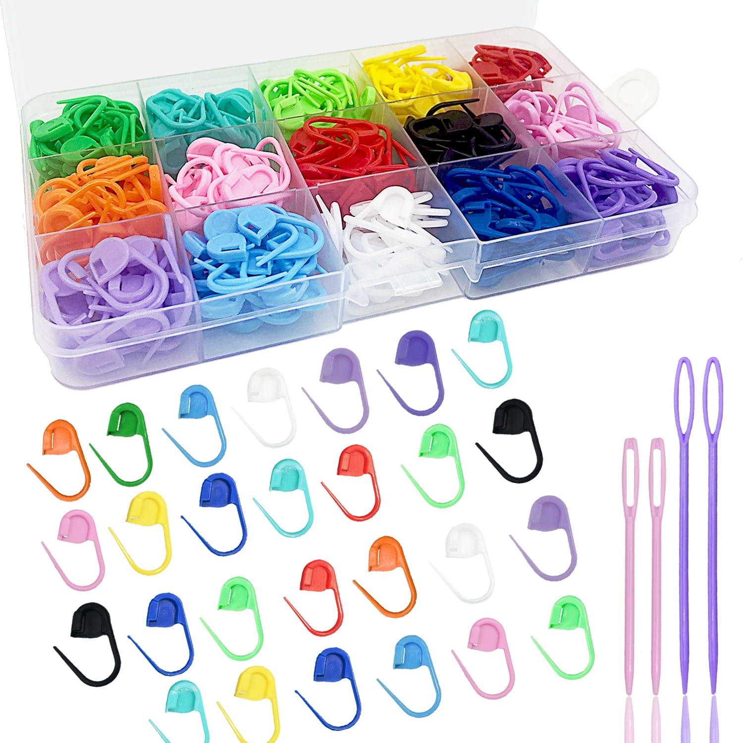 300 Pcs Stitch Needle Clip, 15 Colors Plastic Locking Stitch Needle ...