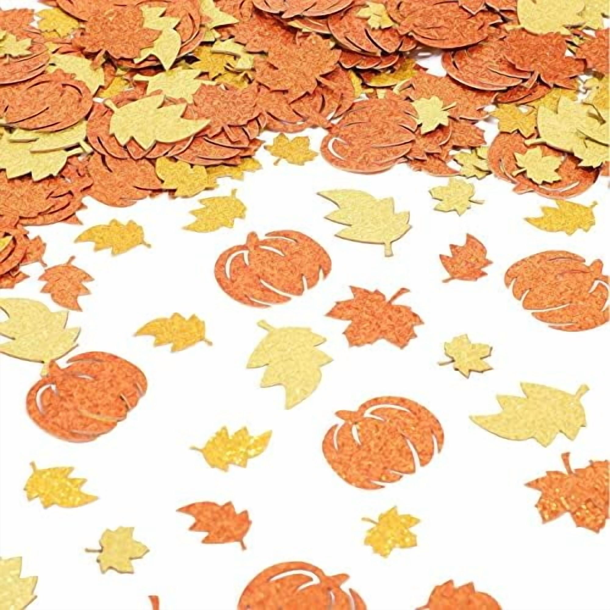 300 Pcs Thanksgiving Fall Glitter Confetti Decoration Maple Leaf ...