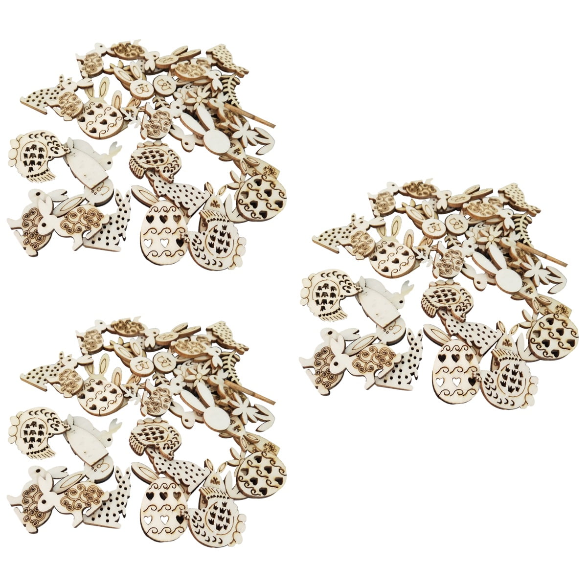 300 Pcs Unfinished Wood Chip Cutouts Easter Festival Wood Paint Slices ...