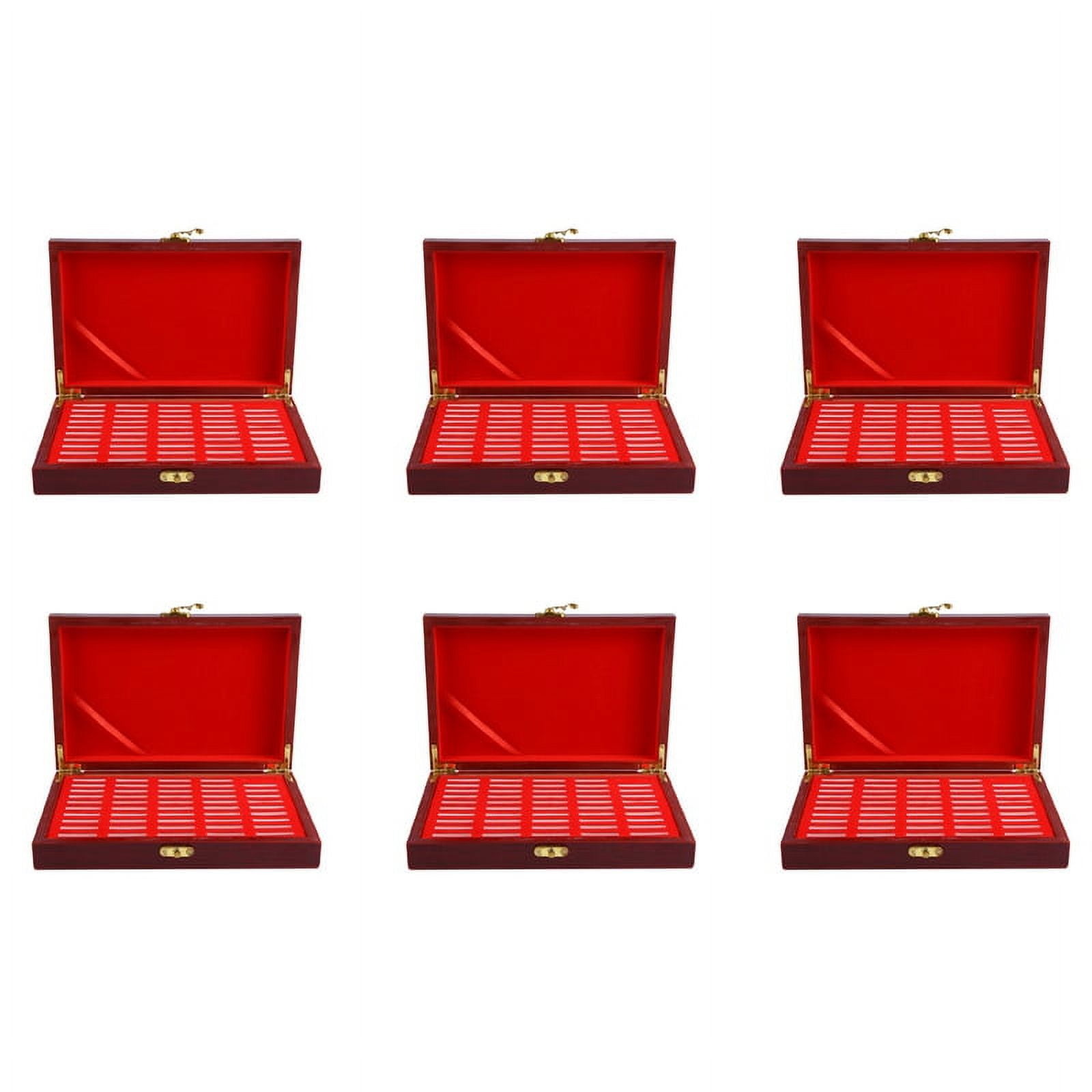 300 Pcs Wood Coin Protection Display Box Storage Case Holder Round Box ...