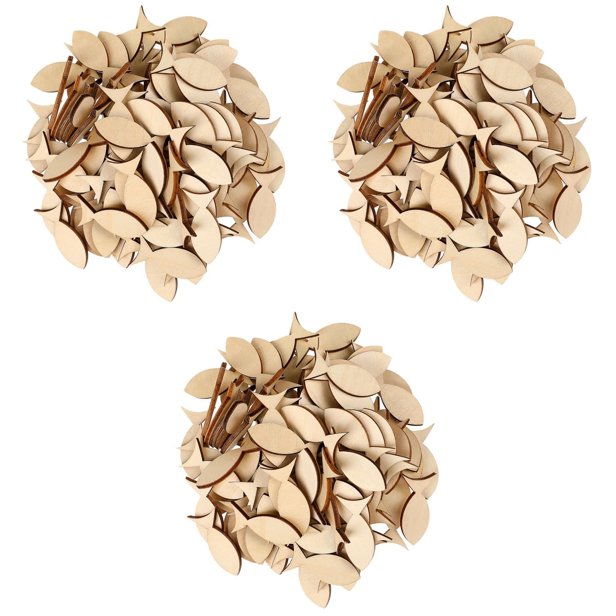 300 Pcs Wood Cutouts DIY Wooden Fish Cutouts DIY Blank Wood Slices ...