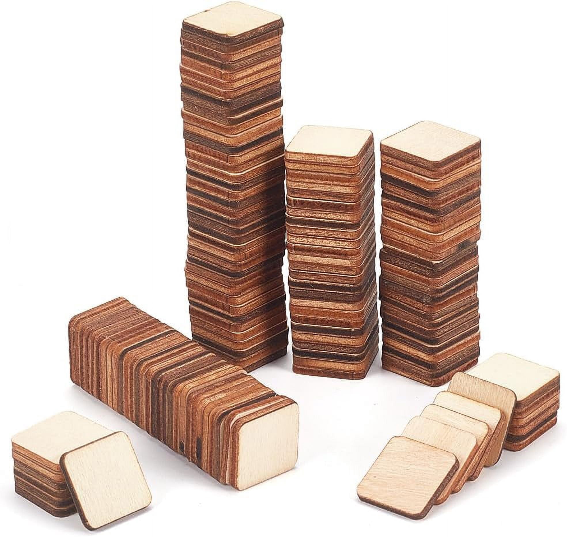 300 Pcs Wood Squares for DIY Crafts 0.8x0.8 Inch Square Blank Wooden ...