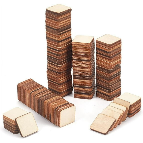 300 Pcs Wood Squares for DIY Crafts 0.8x0.8 Inch Square Blank Wooden ...