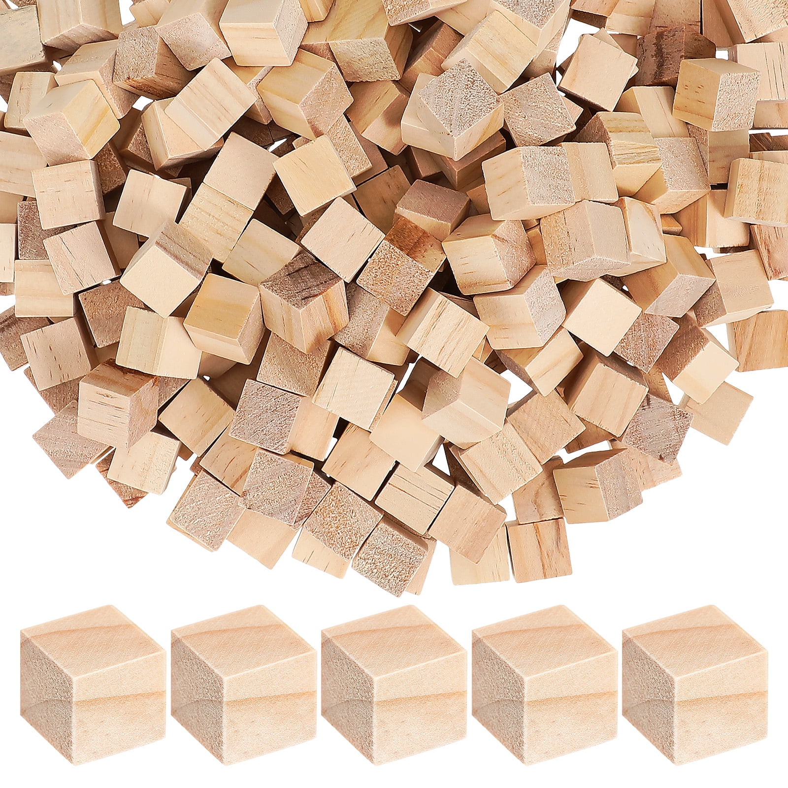 300 Pcs Wooden Cubes Wood Blocks For Crafts Small Wooden Cubes ...