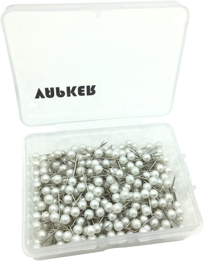 300 Pearl White Map Tacks - Round Plastic Head Push Pins for Cork ...