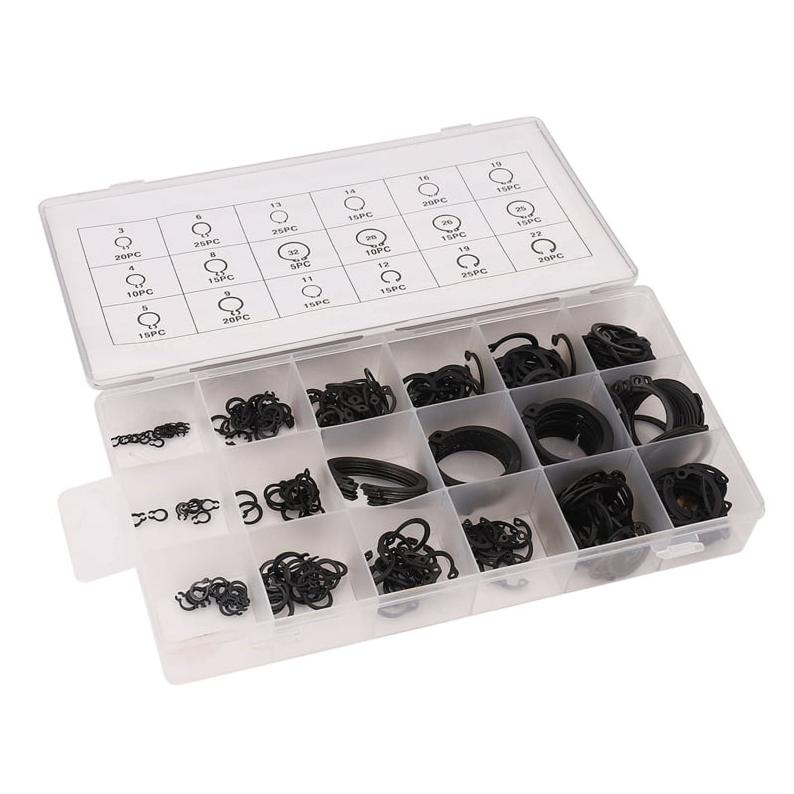 300 Piece C-Clips External Snap Ring Black Washer Hardware Cir Clip ...