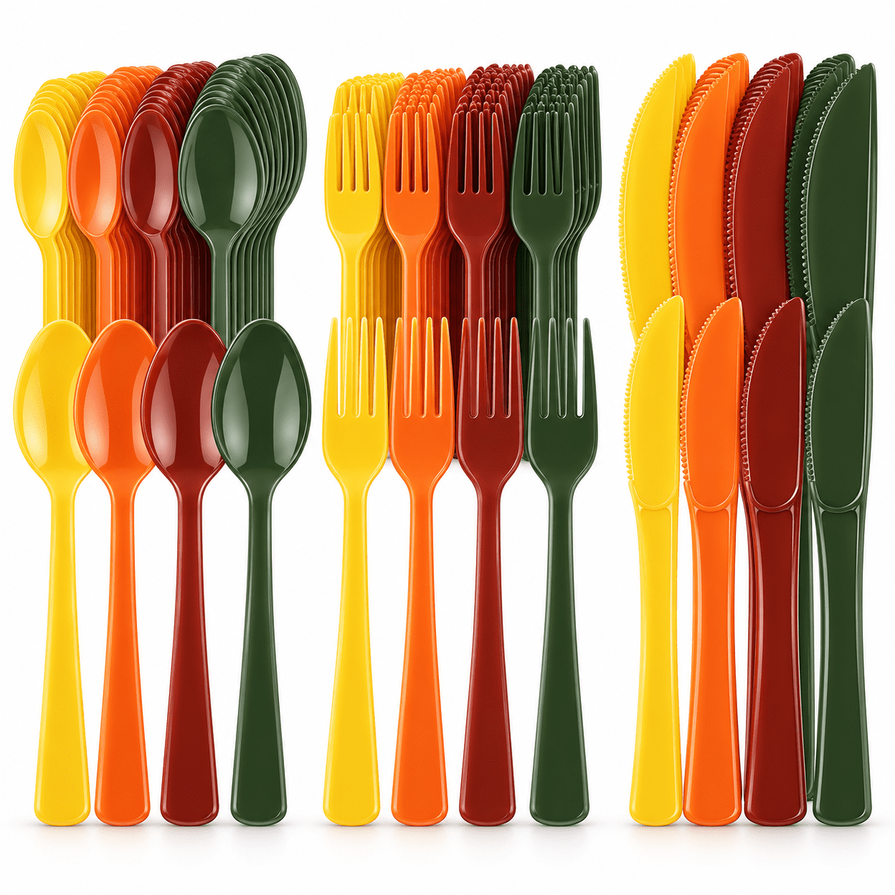 300 Piece Fall Plastic Silverware Set, Heavy Duty Disposable Forks ...