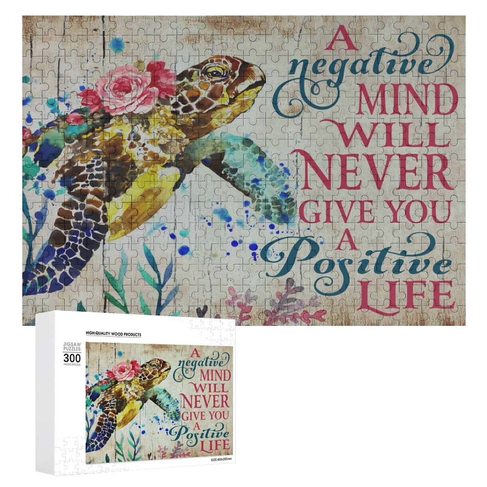 300 Piece Jigsaw Puzzle for Adults and Families - Turtle A Negative ...