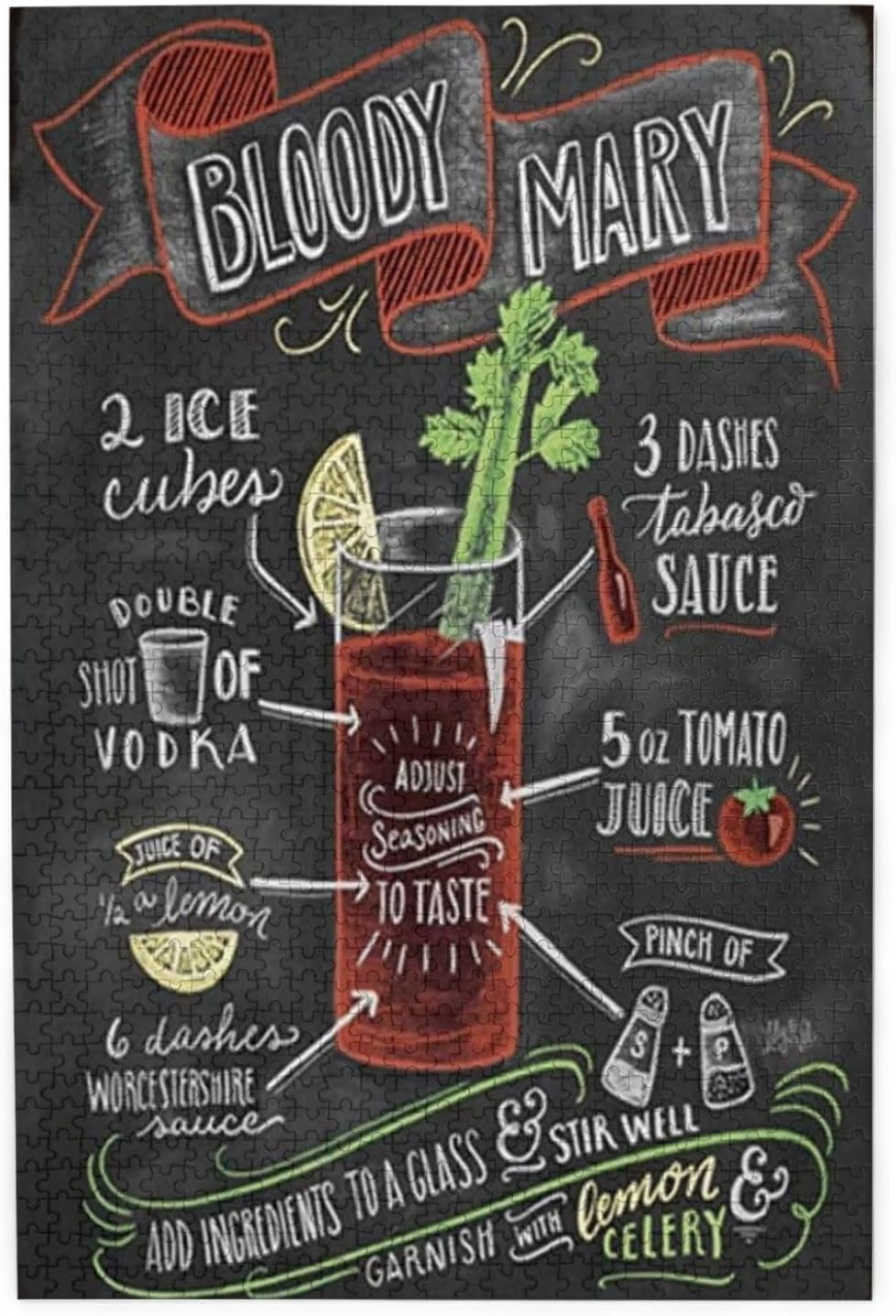 300 Piece Jigsaw Puzzles Classic Cocktail Bloody Mary Cocktail Lovers ...