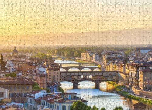 300 Piece Jigsaw Puzzles View Florence at Sunset The Ponte Vecchio ...