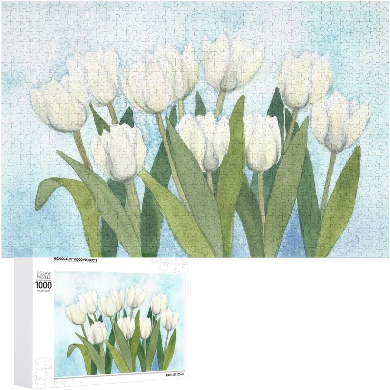 300 Piece Jigsaw Puzzles White Tulip Bunch Puzzle for Adults Jigsaw ...