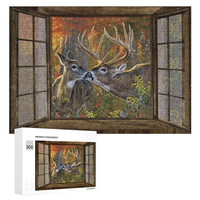 300 Piece Jigsaw Puzzles for Adults - Deer Couple Kissing Poster Gift ...