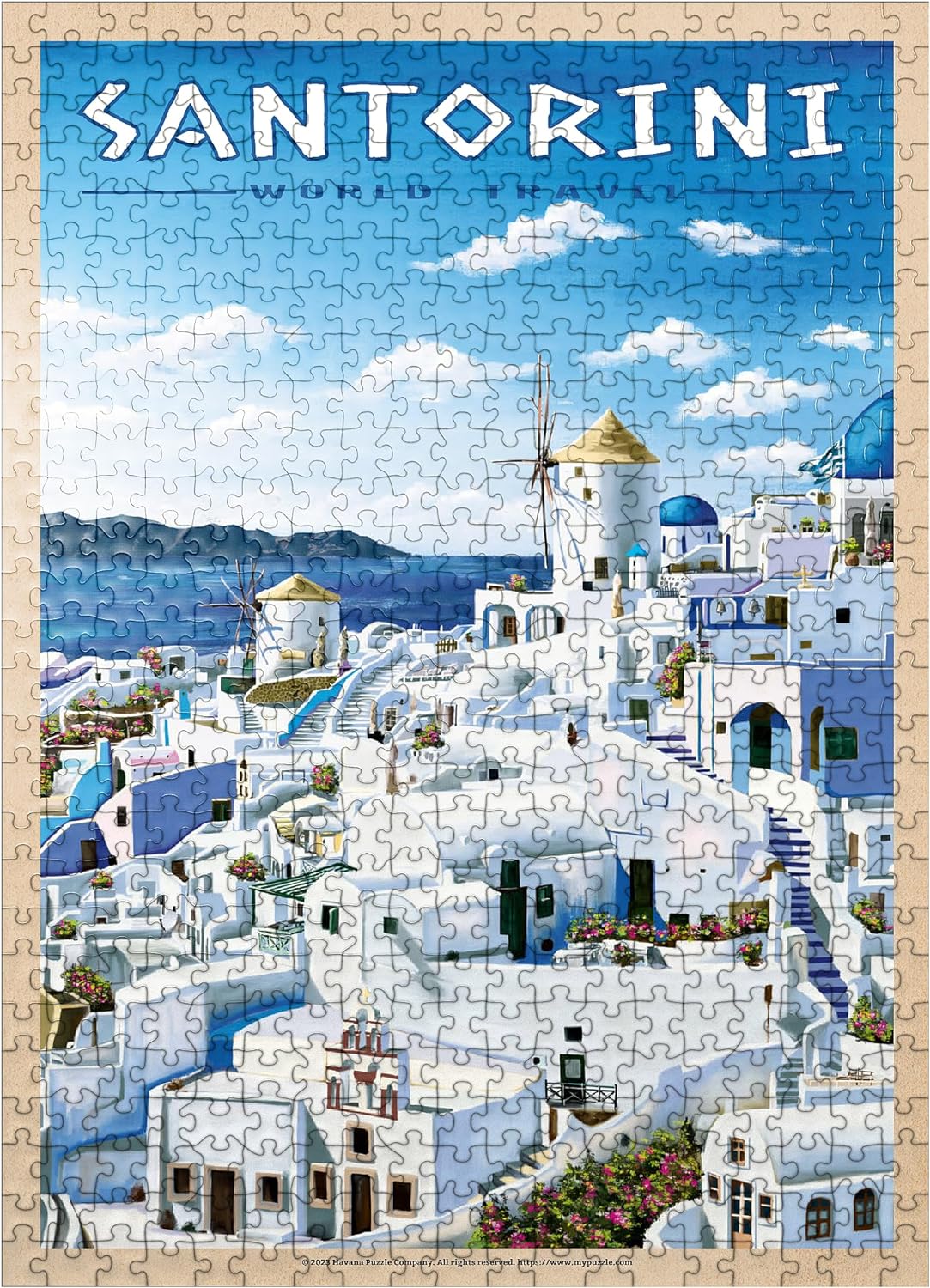 300 Piece Jigsaw Puzzles for Adults - Greece Santorini - in Blue and ...