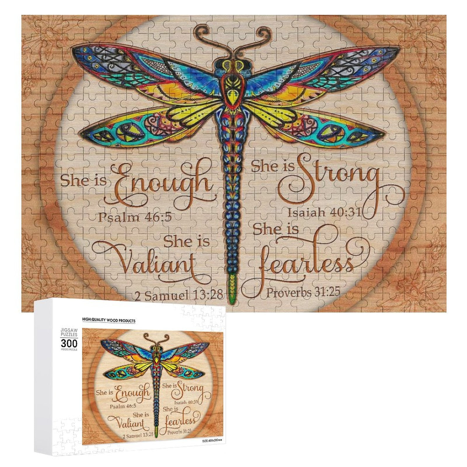 300 Piece Jigsaw Puzzles for Adults and Kids - Dragonfly She Is Enough ...