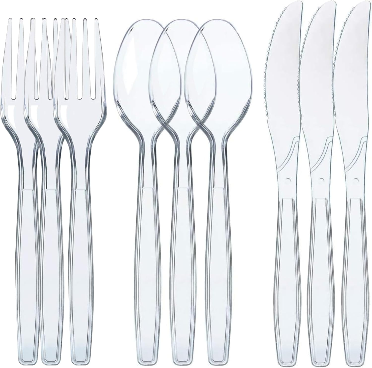 300-Piece Plastic Cutlery Set - 100 Each of Clear Plastic Forks, Knives ...