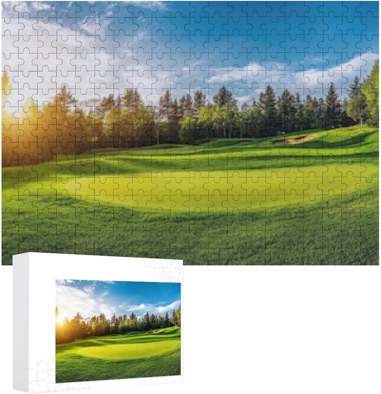 300 Piece Puzzle for Adults Green Grass and Woods On A Golf Field ...