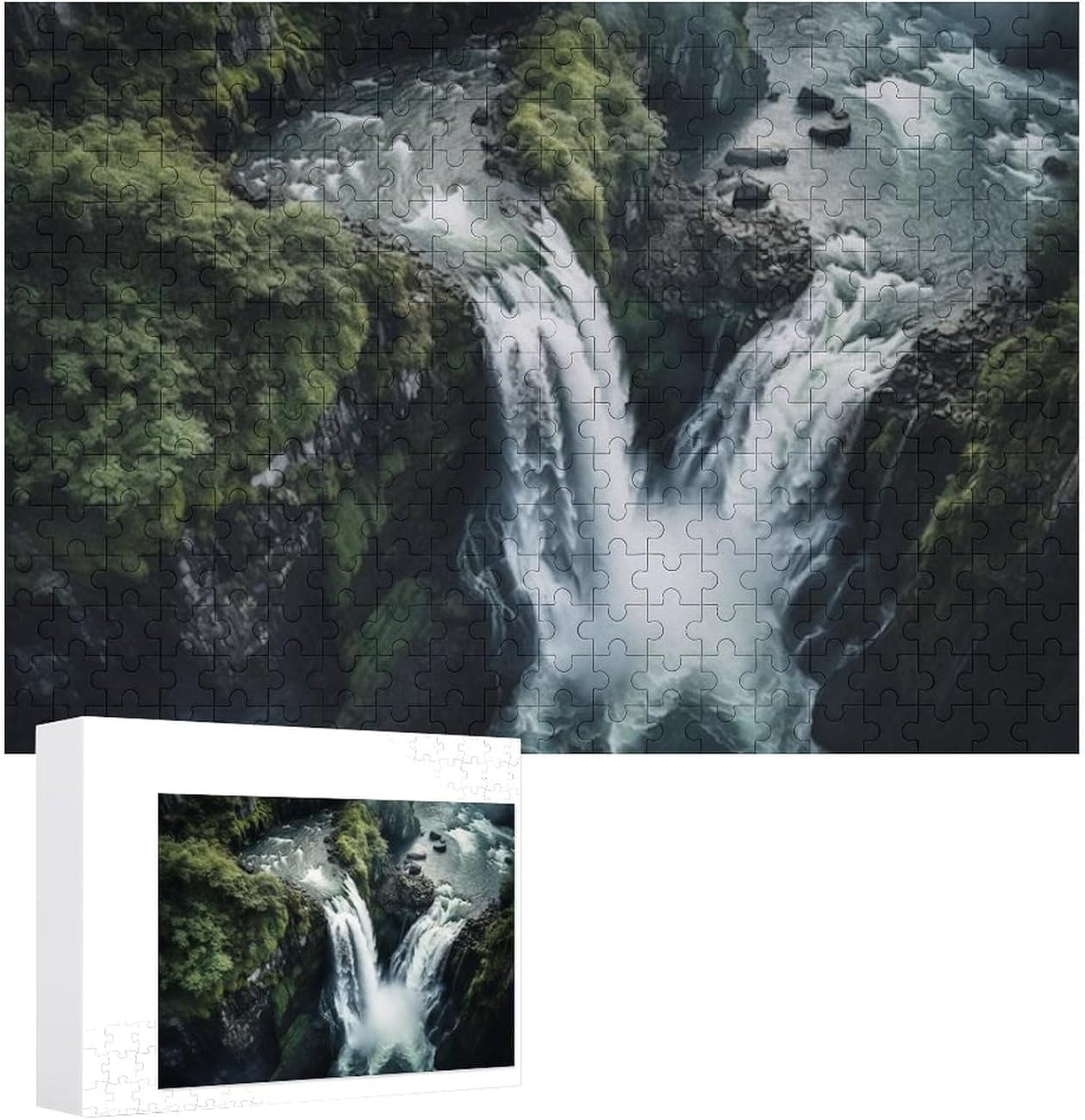 300 Piece Puzzle for Adults A Waterfall in The Forest Challenging Jigsaw Puzzle, Daring to Try ...