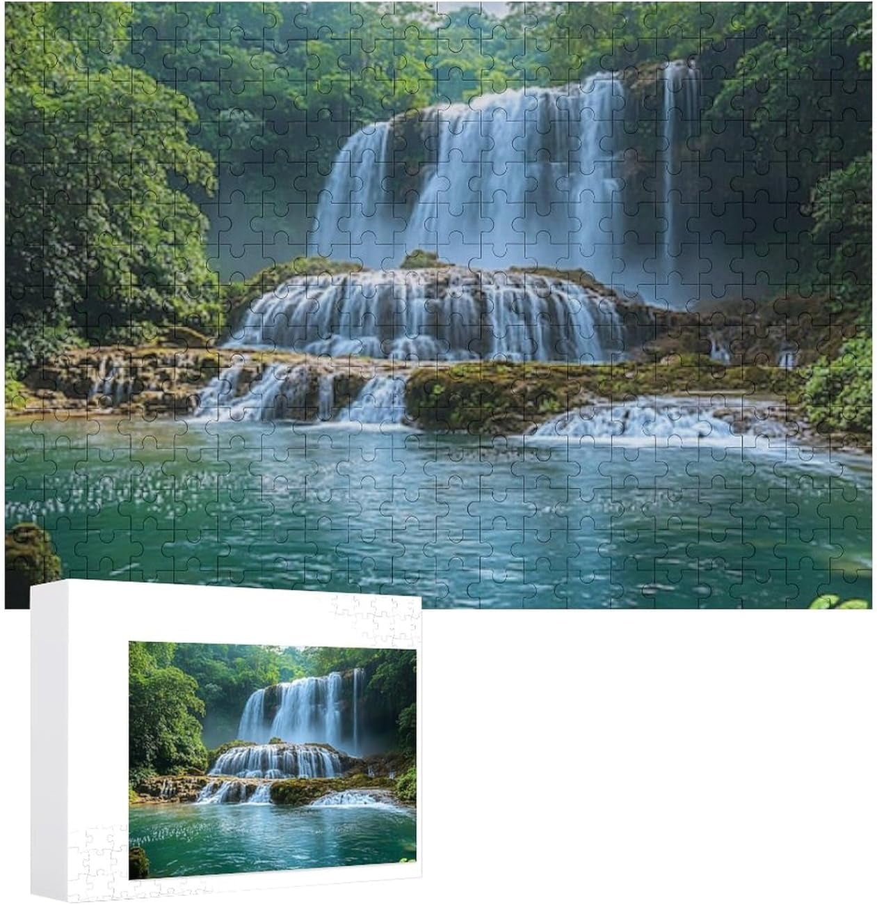 300 Piece Puzzle for Adults A Waterfall Poster (1) Challenging Jigsaw Puzzle, Daring to Try, DIY ...