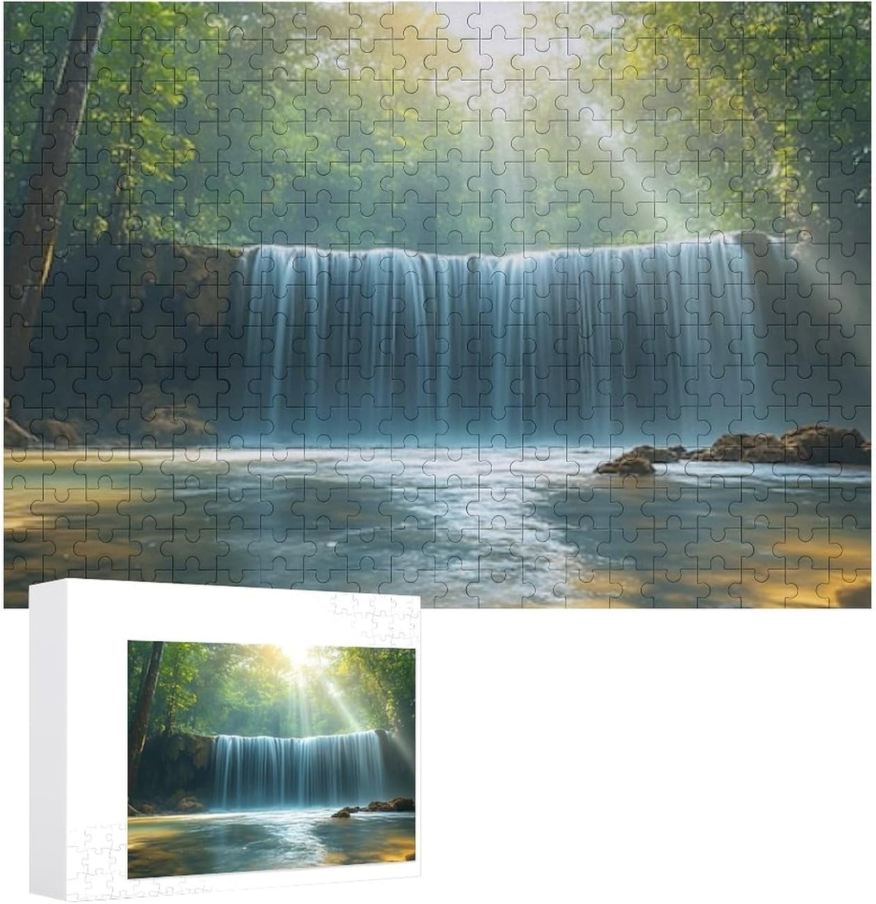 300 Piece Puzzle for Adults A Waterfall in The Woods Challenging Jigsaw Puzzle, Daring to Try ...