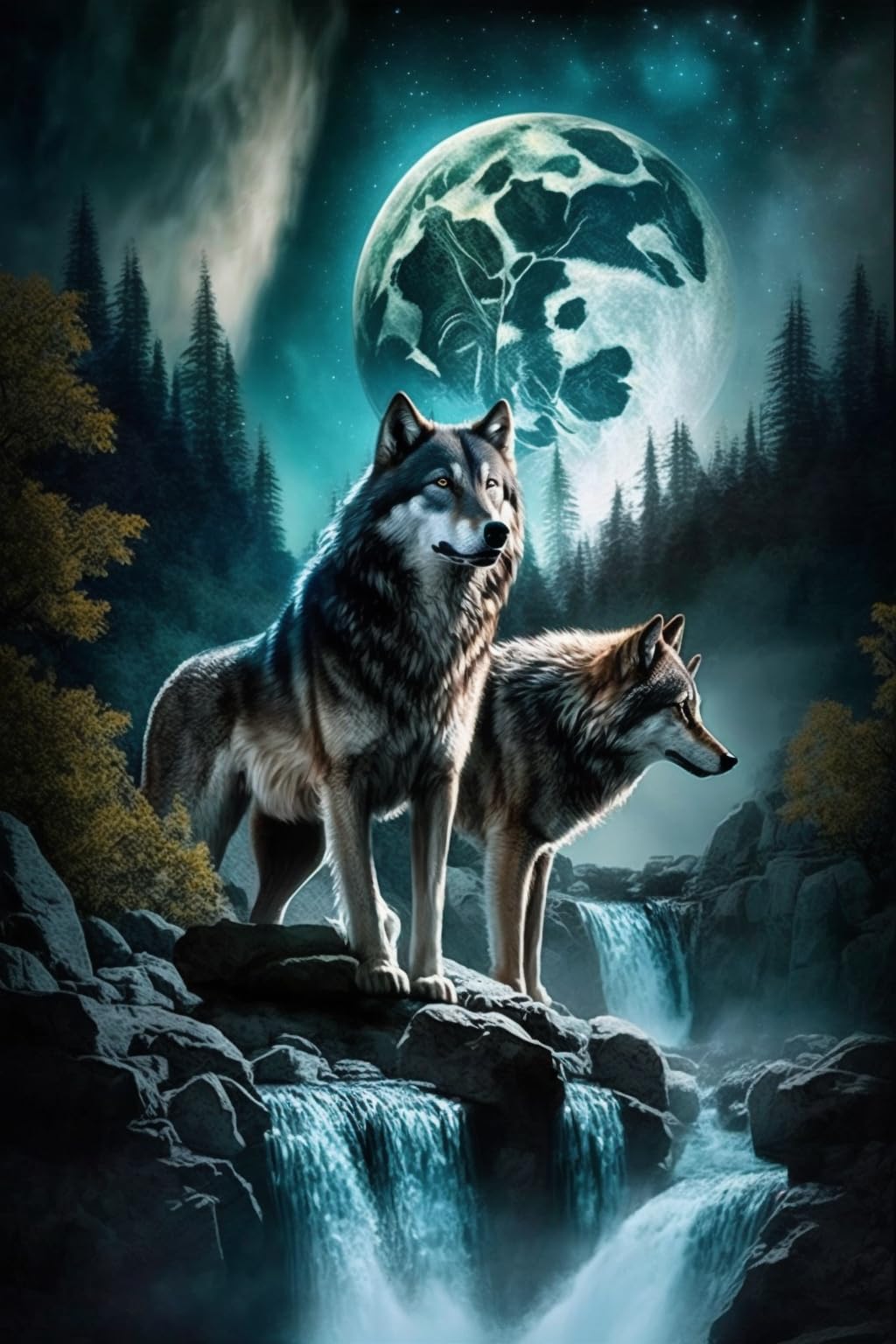 300 Piece Puzzles for Adult & Friend - Wolf at Full Moon Jigsaw Puzzle - Animal Puzzles ...