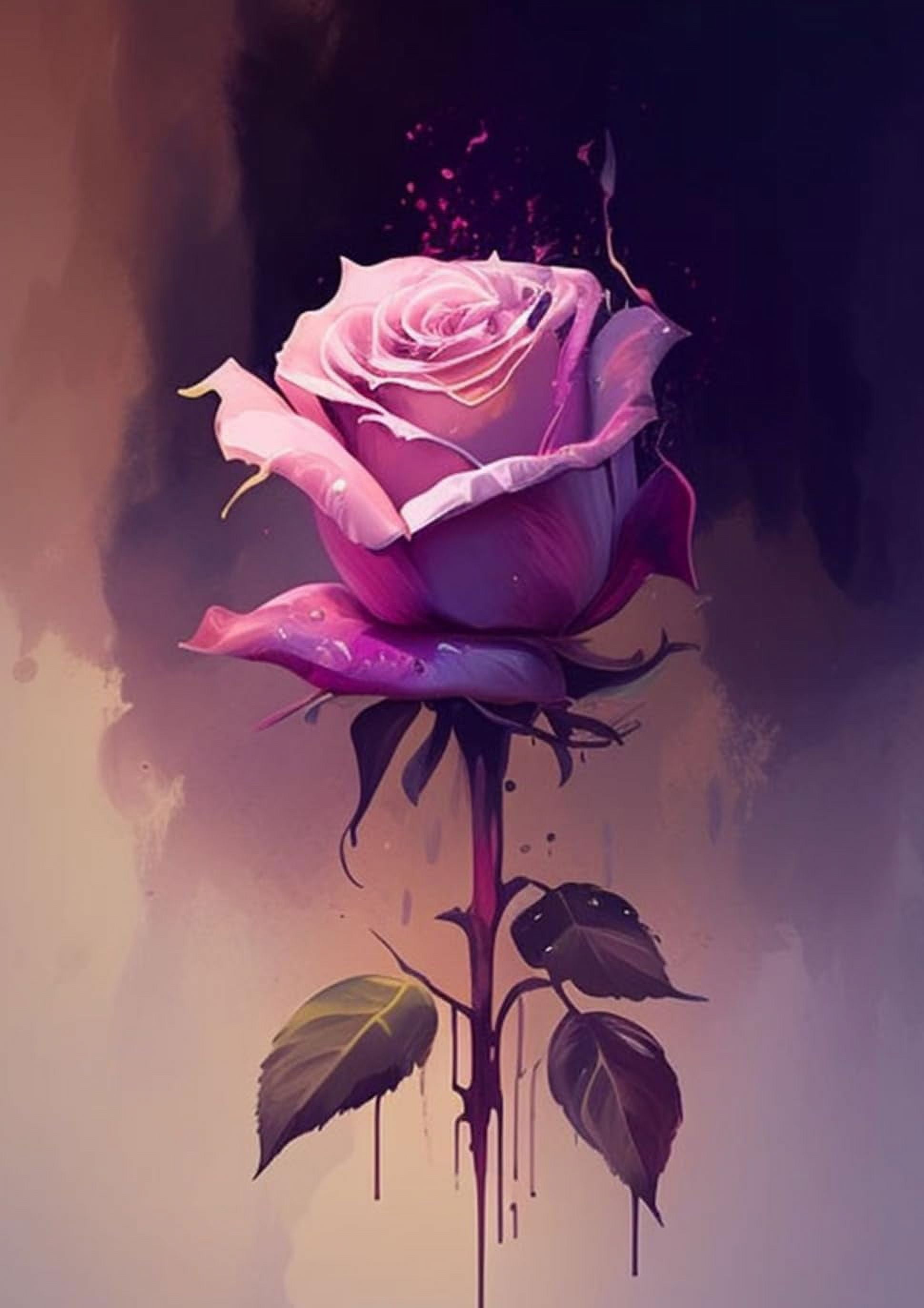 300 Piece Red Rose with Leaves and Rain Drops On Black Jigsaw Puzzle ...