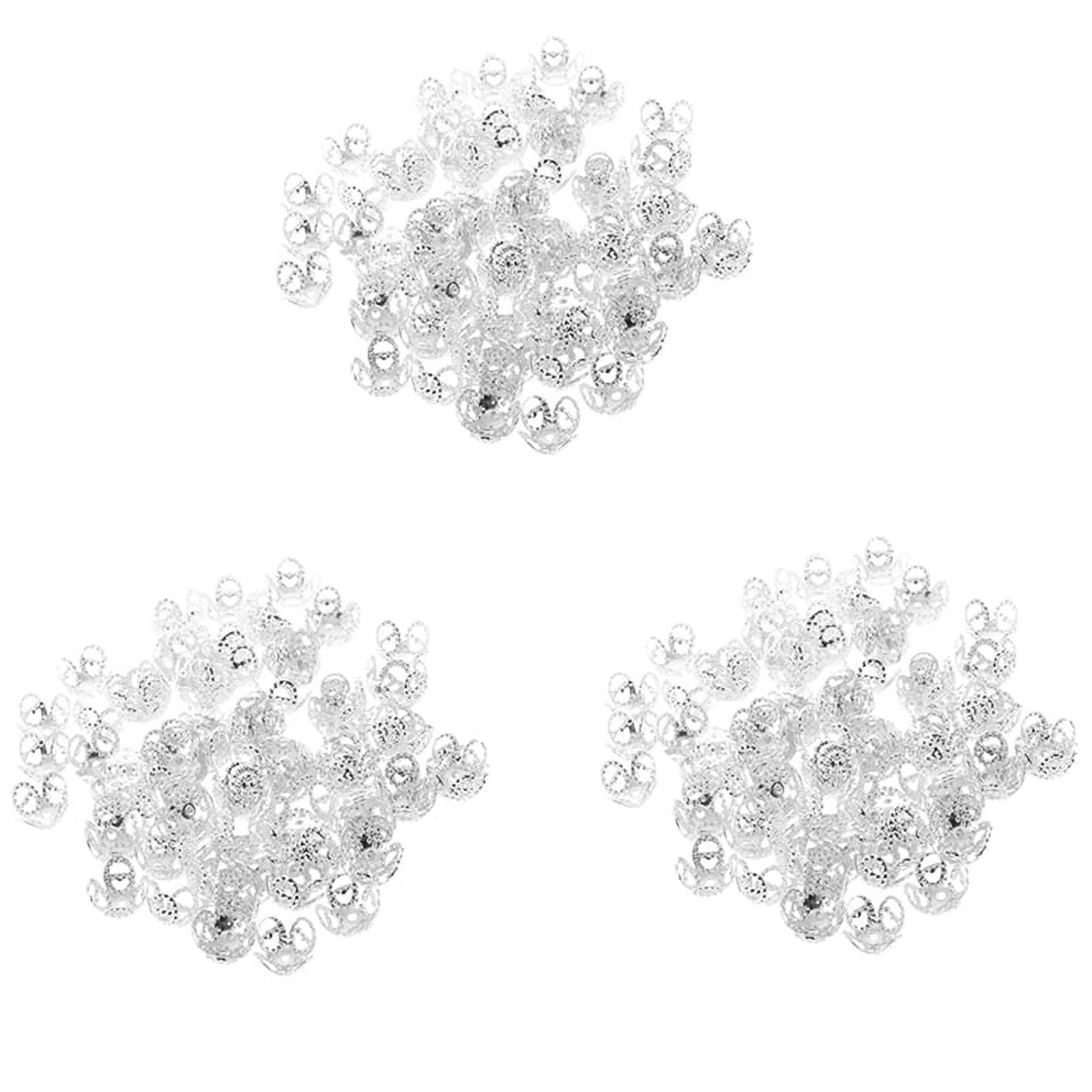 300-Piece Silver 4-Leaf Filigree Bead Caps Fitting Huge Beads for ...