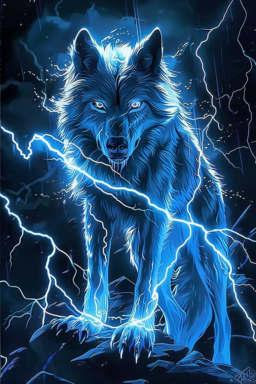 300 Piece Wolves in The Lightning Wooden Puzzle for Adults - Unique ...