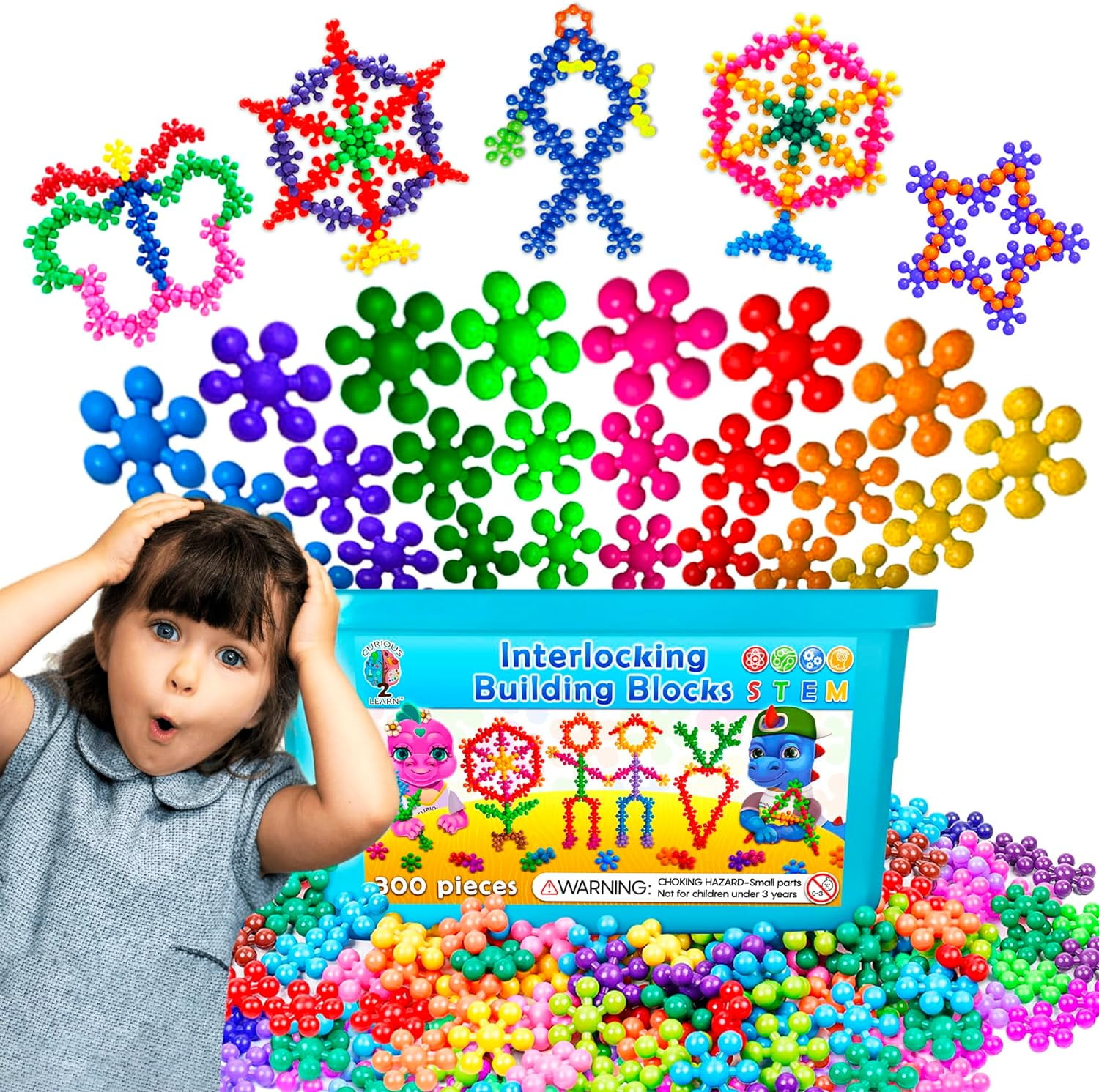 300 Pieces Building Blocks- Kids STEM Educational Building Toys- Discs ...