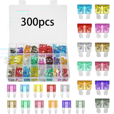 300 Pieces Car Fuses, Blade Fuse, Standard Blade Fuse, Mini Fuse Kit ...