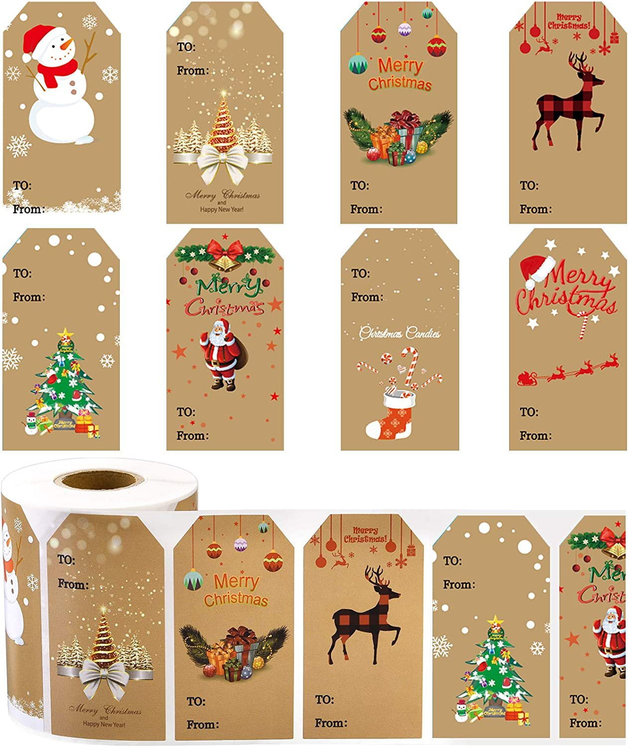 300 Pieces Christmas Gift Tags Sticker Name Tags for Christmas Presents ...