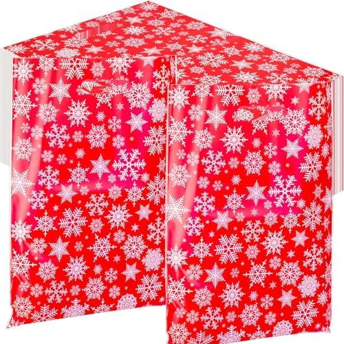 300 Pieces Christmas Plastic Gift Bags Bulk 12 x 15 Inch Snowflake Merchandise Xmas Reusable ...