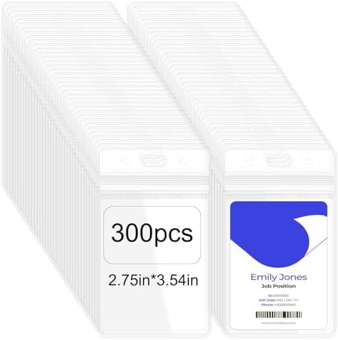 300 Pieces Clear Plastic Horizontal Name Badge ID Card Holders ...
