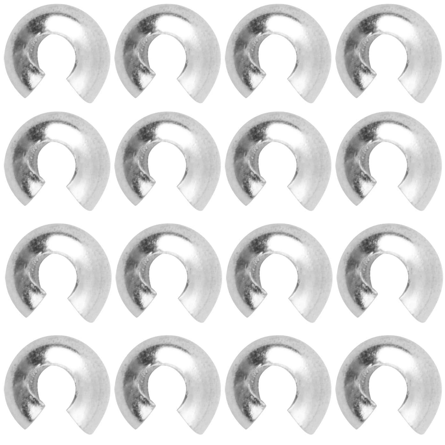 300 Pieces Crimp Beads Covers Silver Tube Beads Half Round Open for ...