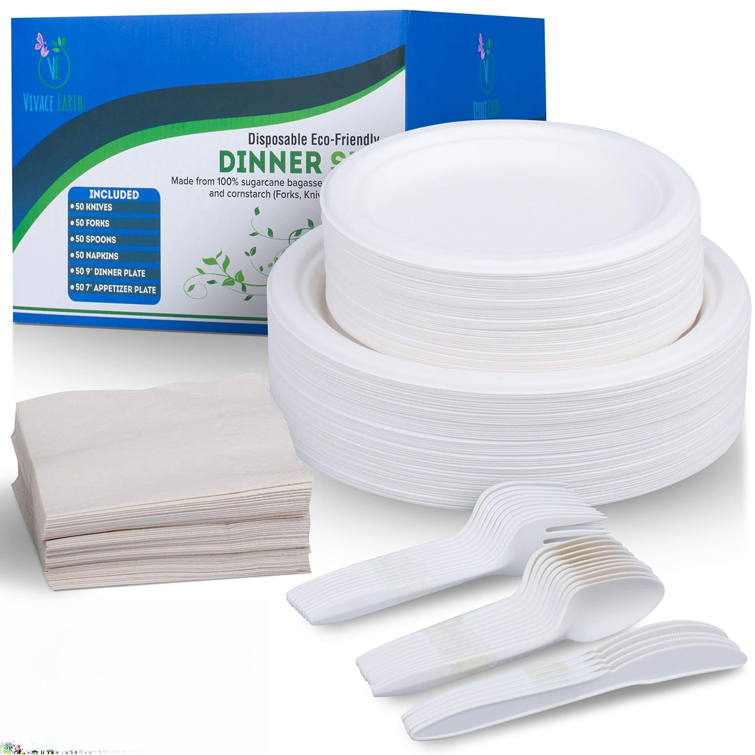 300 Pieces Disposable Paper TSF6 Plates Set - Eco Friendly ...