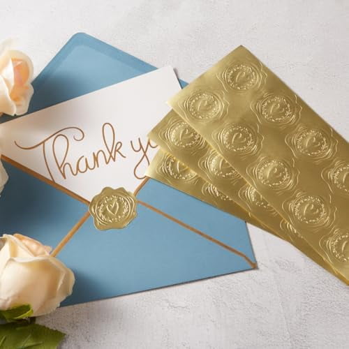 300 Pieces Embossed Gold Foil Stickers Gold Stickers for Envelopes ...